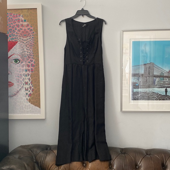 Reformation | Dresses | Reformation Linen Lace Up Black Dress | Poshmark